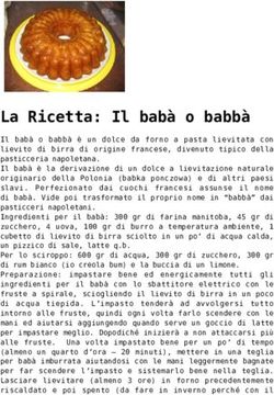 La Ricetta: Il babà o babbà